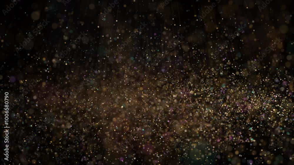 4K Explosion of Golden Bokeh lights. Holiday motion background. Glowing particle abstract. 2160p ...