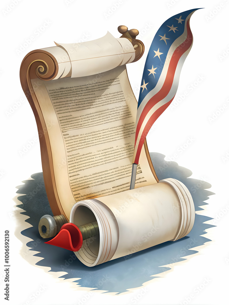 Constitution Scroll Frame with Ballot: Wide Shot of Unrolling Scroll ...