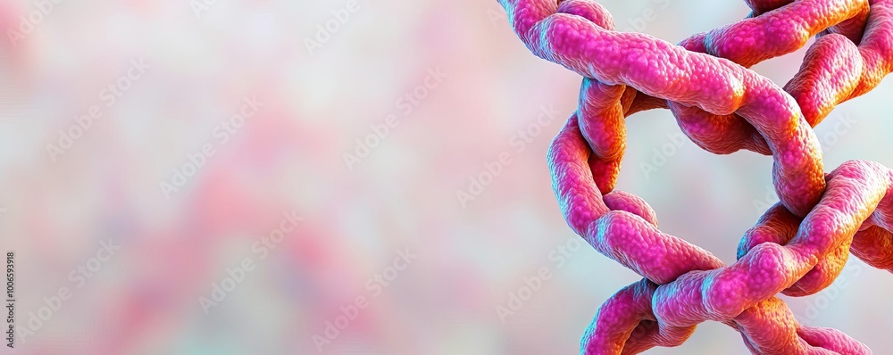 Modified protein chains intertwining, brilliantly colored and highly ...