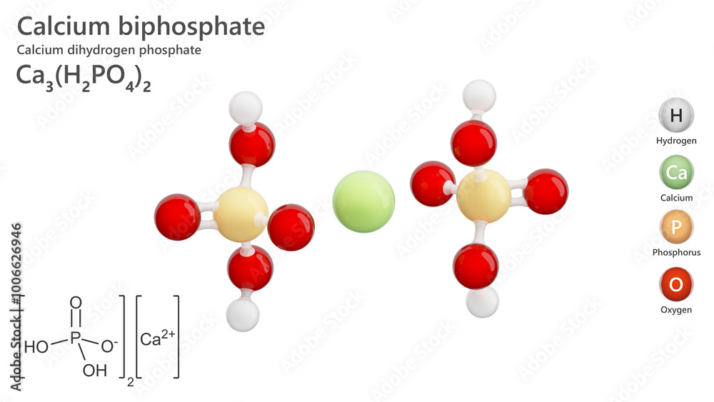 Molecular structure of Calcium phosphate Ca3(H2PO4)2. Calcium phosphate ...