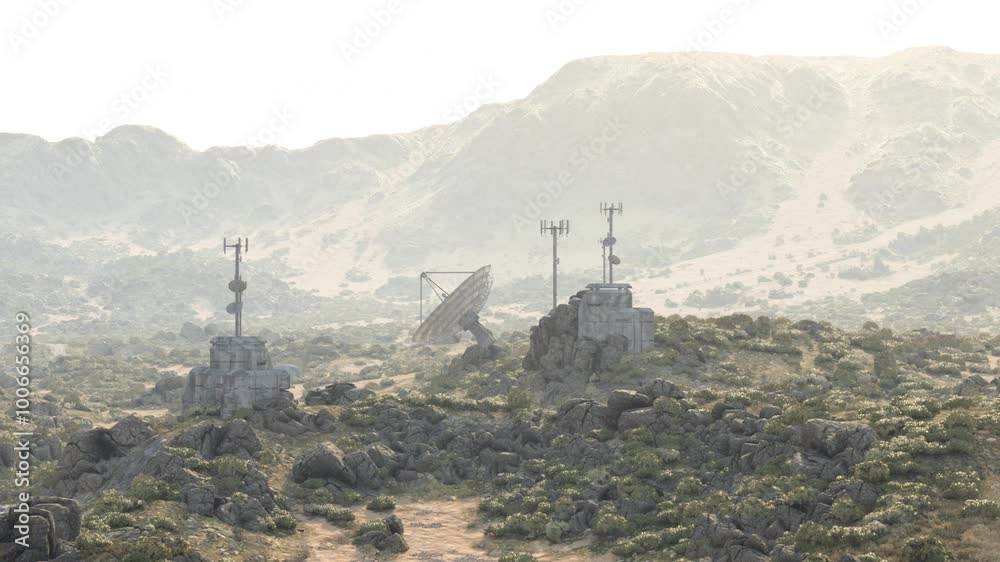 A military base located in a mountainous region features communication ...