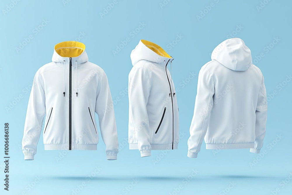 3D render windbreaker mockup showing front and back angles, high-res ...