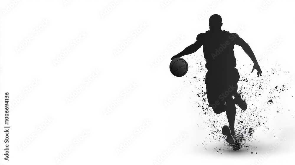 a basketball player silhouette clipart, action pose, 2D vector, solid ...