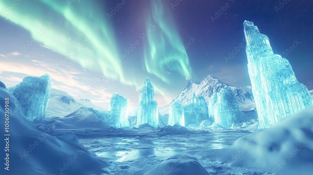 surreal arctic landscape where colossal ice formations resemble ...