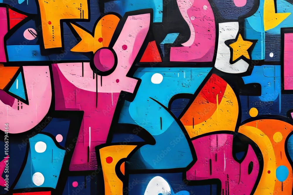This street art combines vibrant colors, bold patterns, and playful ...