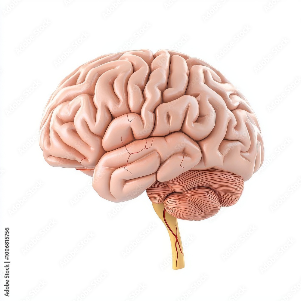 Realistic 3D Model of Human Brain with Highlighted Neural Pathways for ...