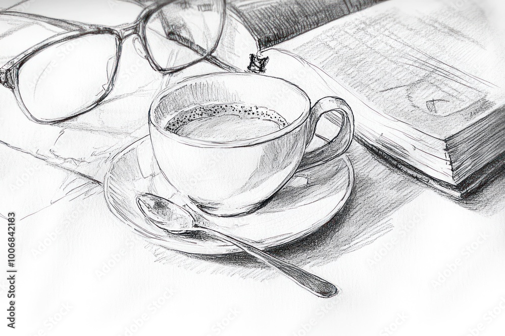 A hand-drawn pencil sketch with fine details. Cross-hatching gives ...