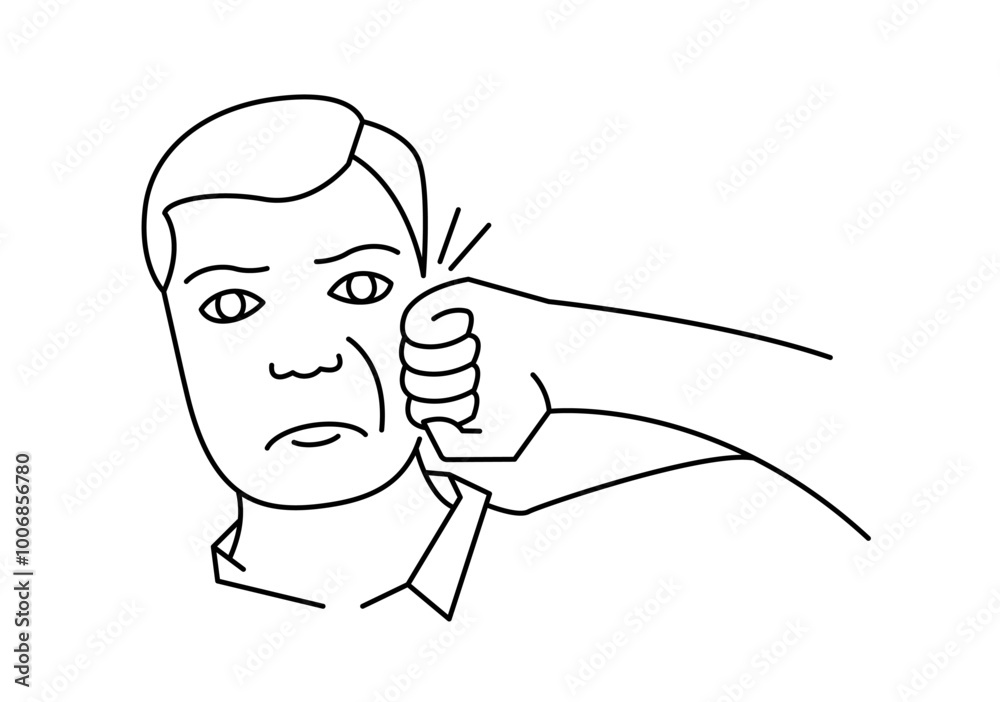 Self-injury, self-harm linear icon. Act of harming your own body on ...