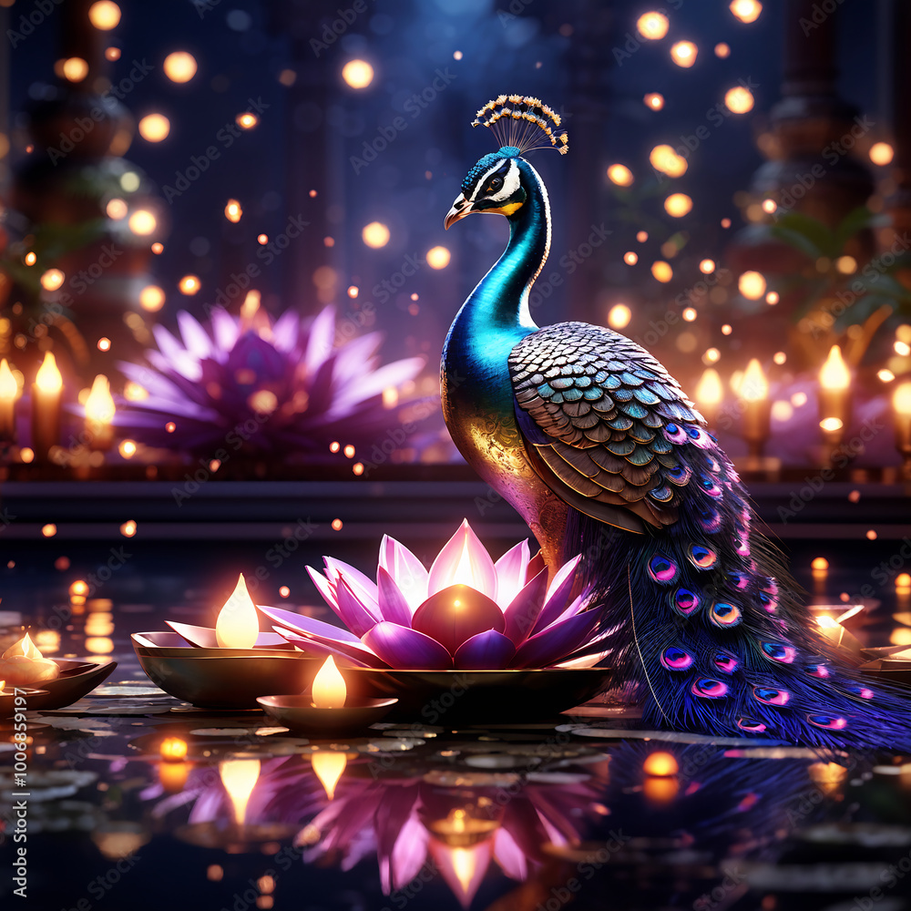 Happy Deepavali holiday celebration concept template idea. Spiritual ...