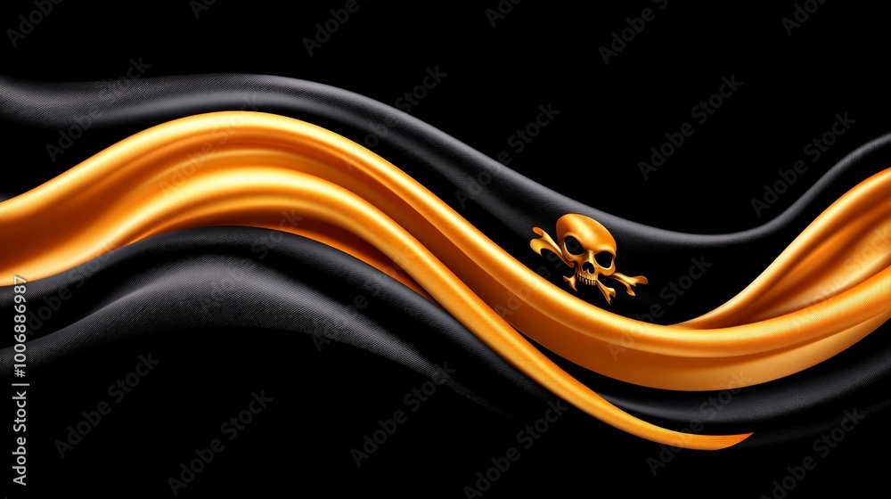 Black and Gold Skull: A 3D rendering of a skull and crossbones emblem ...