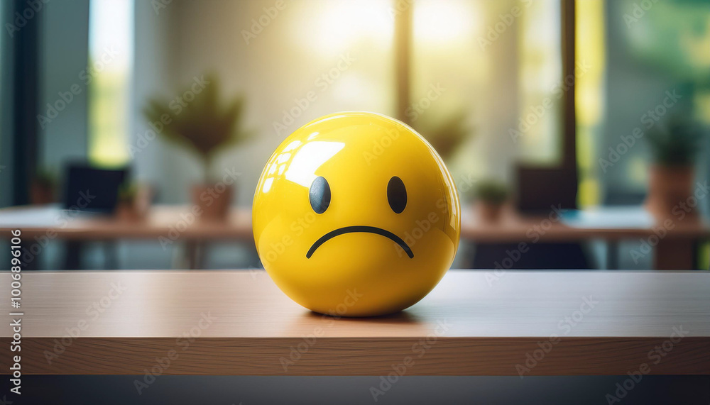 Negativity in the workplace demonstrated by a yellow frown ball in the ...
