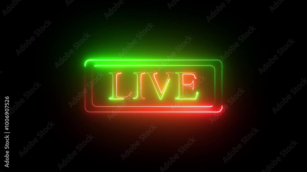 Live Neon Glow Sign animation on Black Background Overlay OBS or Stream ...