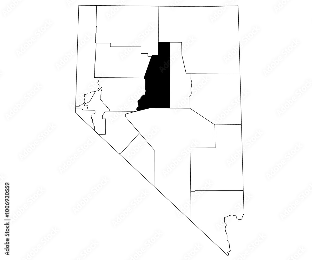 Map of lander County in Nevada state on white background. single County ...