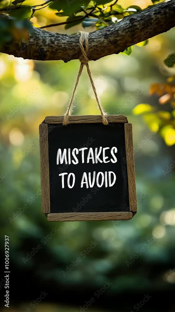 Mistakes to avoid message writing on blackboard on nature background ...