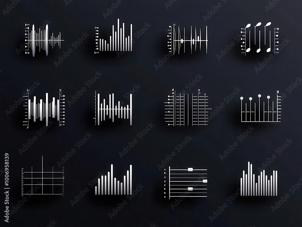 sound icon set digital recorder voice audio wave vector symbol ...