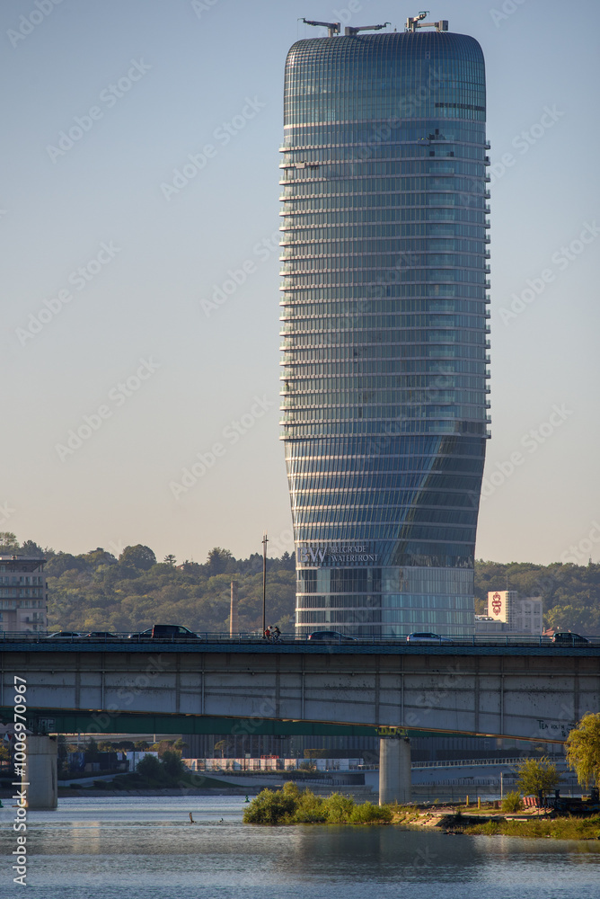 Belgrade tower (Kula Beograd) skyscraper in Belgrade Waterfront modern ...