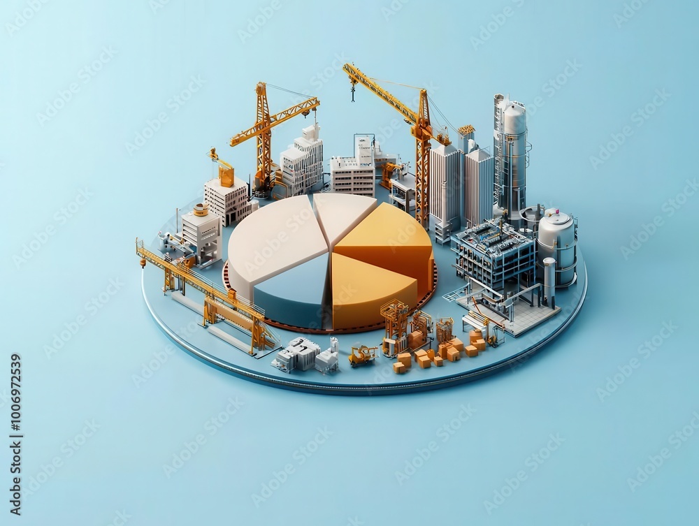 Automated manufacturing plant visualized as a pie chart showing ...