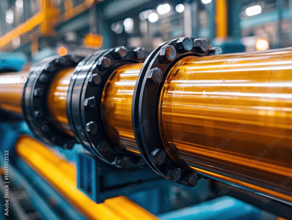 Hydraulic cylinder in motion, displaying pressure and force ...