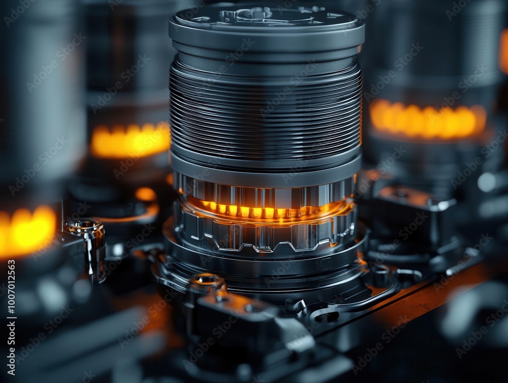 Animated pistons in a large industrial machine, demonstrating force and ...