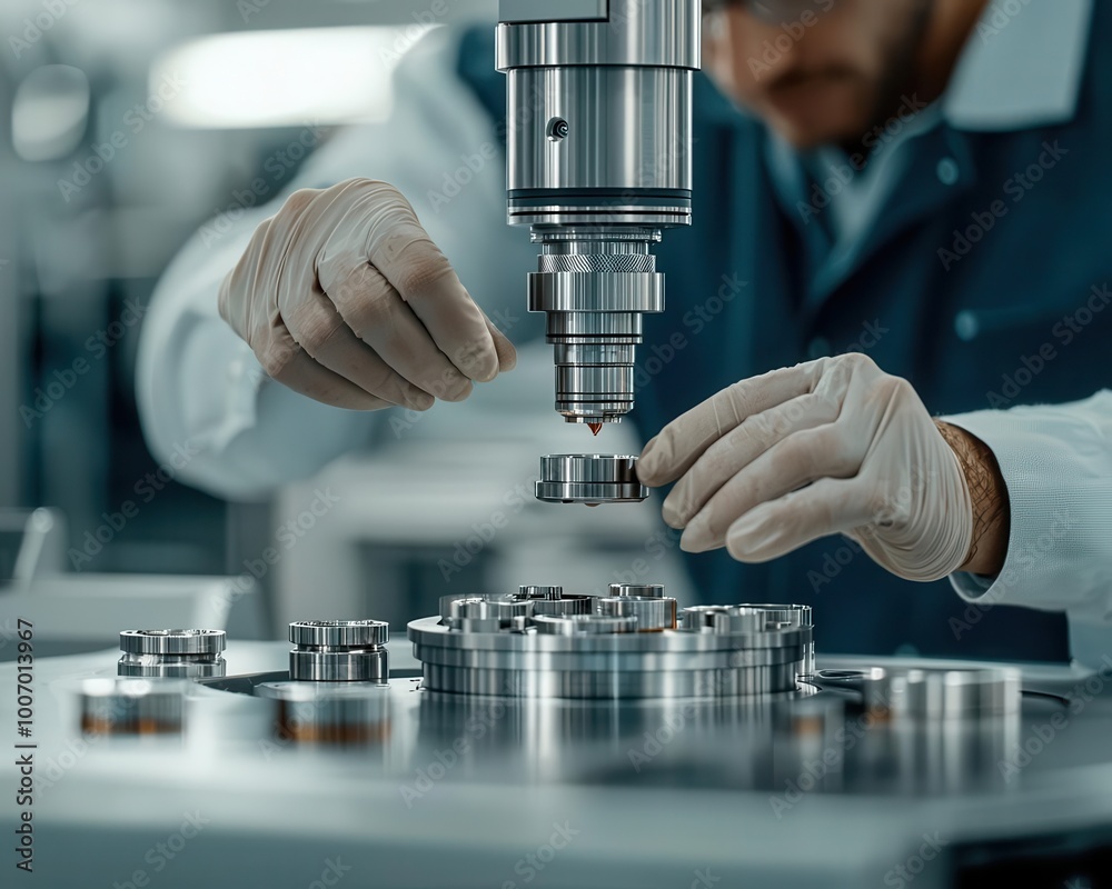 Engineers analyzing the friction properties of bearings in an ...