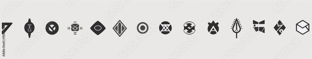 A long table of symbols, all the same size and shape, on a white ...