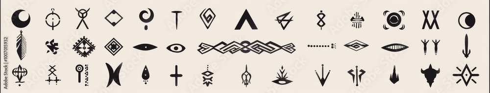 A long table of symbols, all the same size and shape, on a white ...