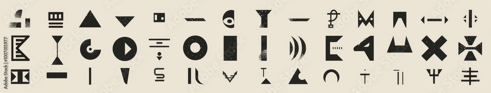 A long table of symbols, all the same size and shape, on a white ...