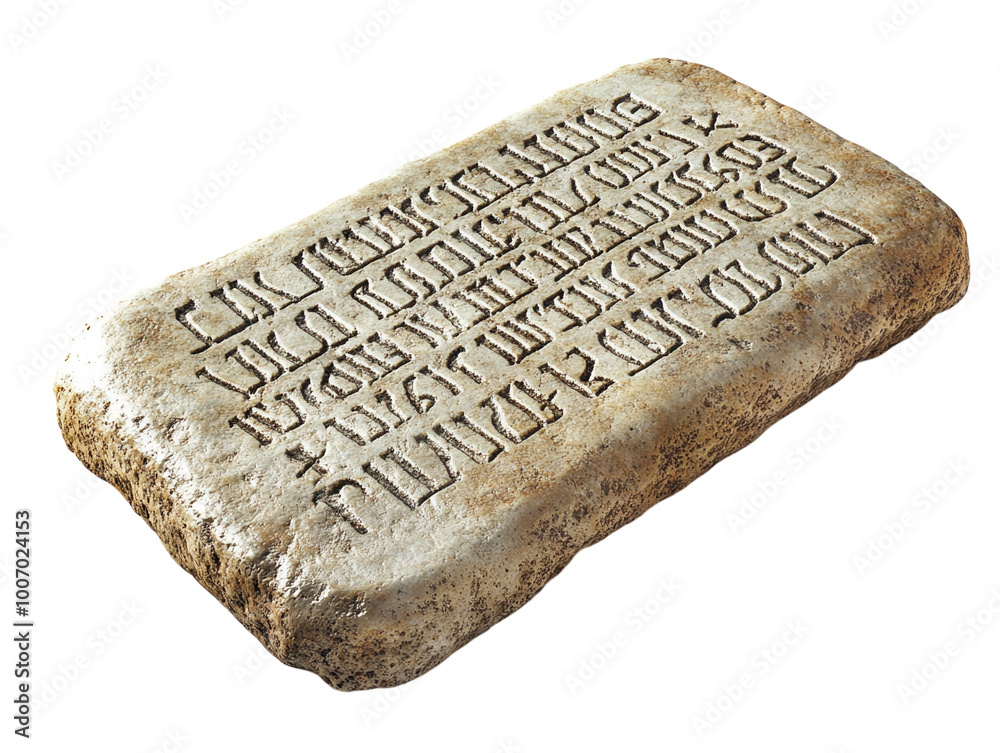 Stone tablets with Hebrew inscriptions representing the Ten ...