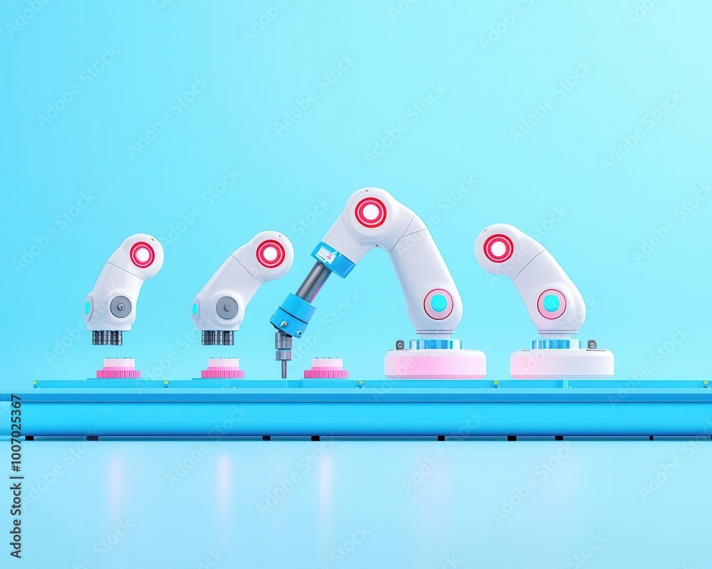 Robotic machine assembly line with floating designs of individual ...