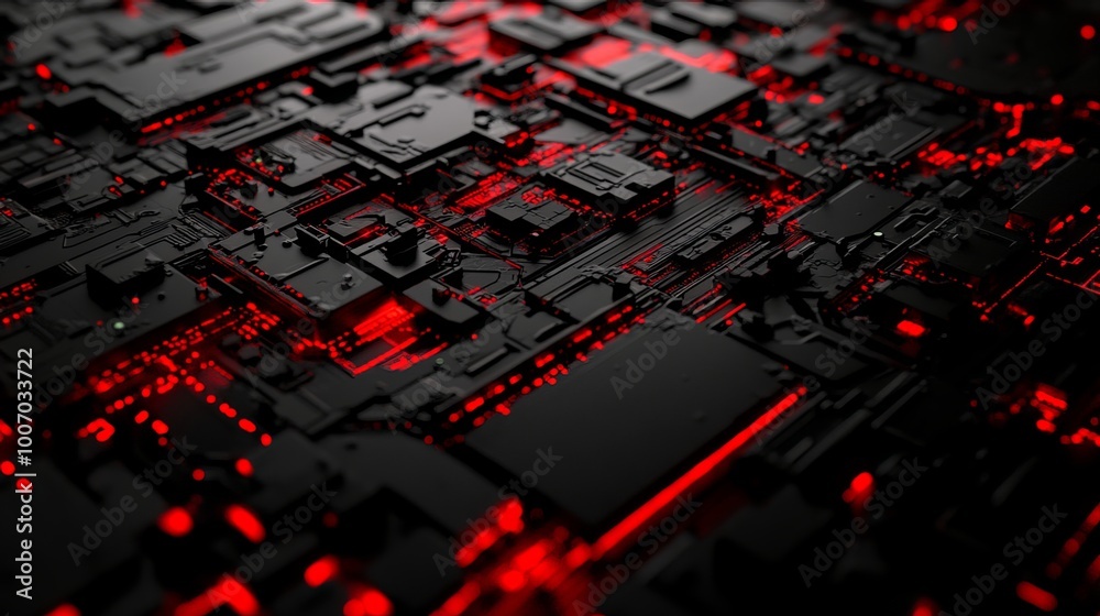 Abstract digital imagery with a black and red minimal background ...
