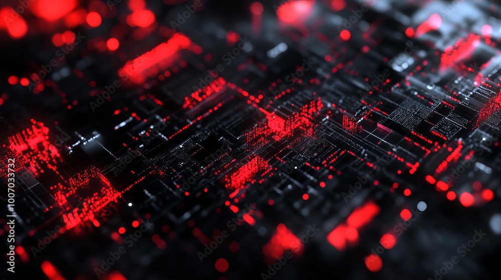 Abstract digital imagery with a black and red minimal background ...