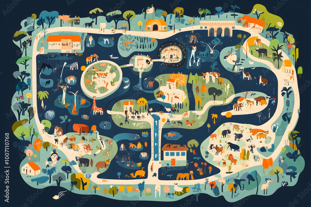 A map of the zoo with all its animals Zoo Map and Adventure Concept ...