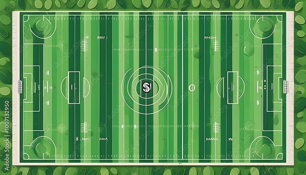 Stylized football field pattern showcasing yard lines, goalposts, and ...