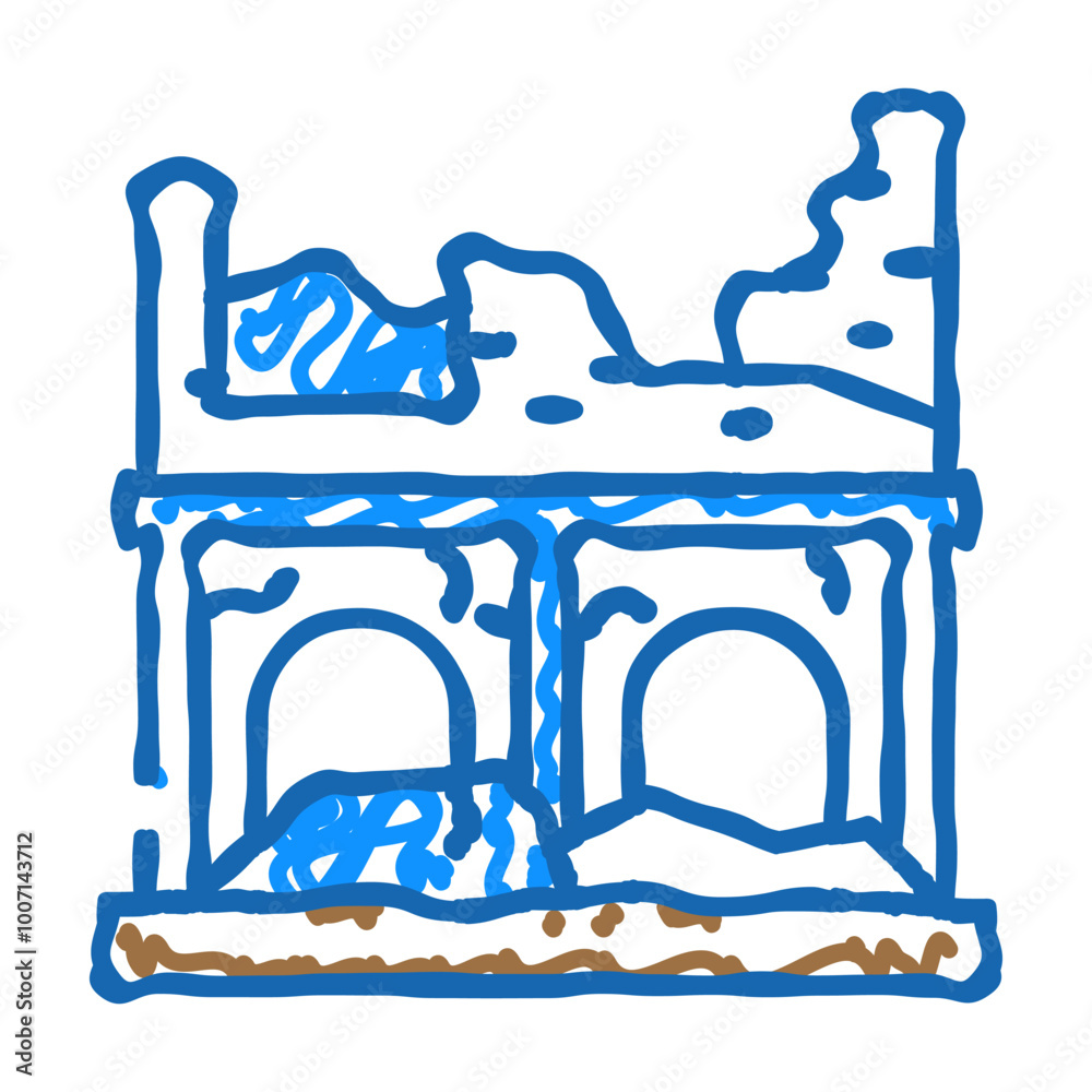 house earthquake destroyed doodle icon sketch vector. house earthquake ...
