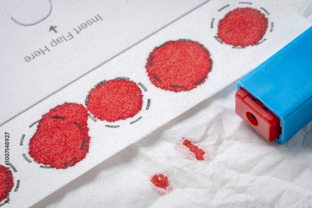 dry blood spots on a fiber filter for laboratory analysis, home health ...