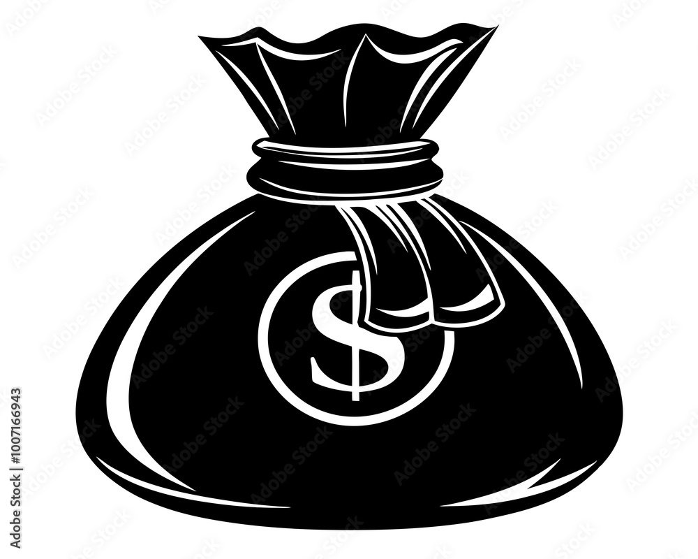 Vetor de Money Bag silhouette, Money Bag vector, Money bag icon, Cash ...