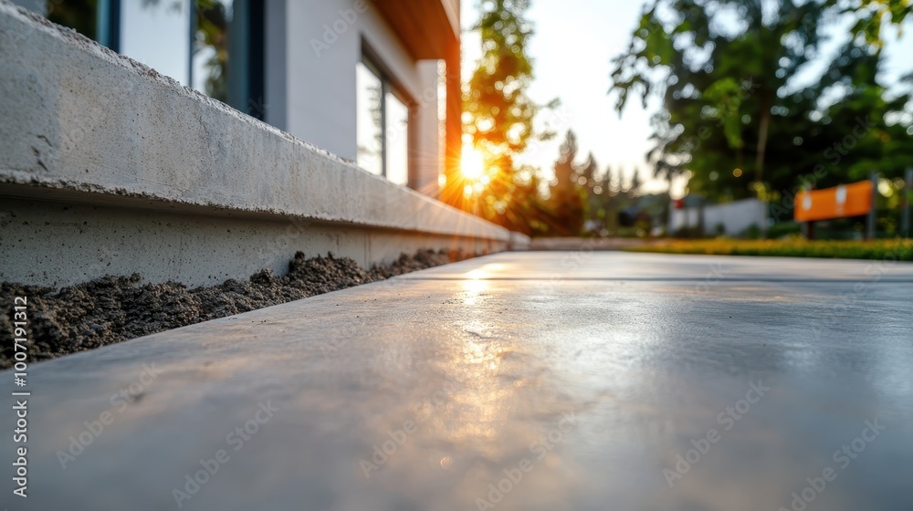 An image showcasing a modern concrete pavement with exquisite ...