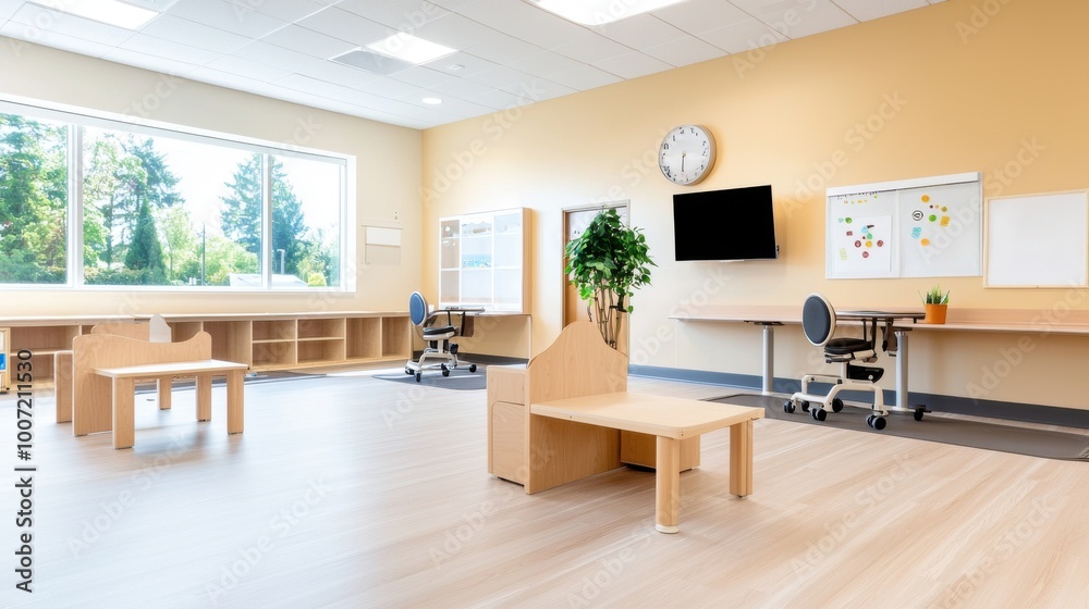 Special education classroom with adaptive learning tools, where ...