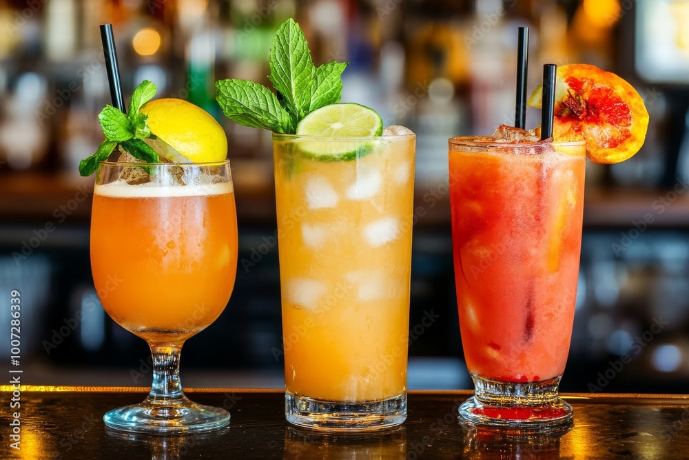 The vibrant photo depicts a trio of tangy citrus-infused cocktails ...