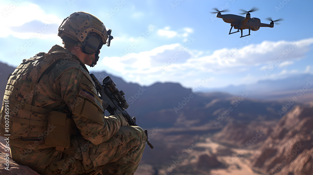 A U.S. Army Special Forces soldier, dressed in advanced camouflage and ...