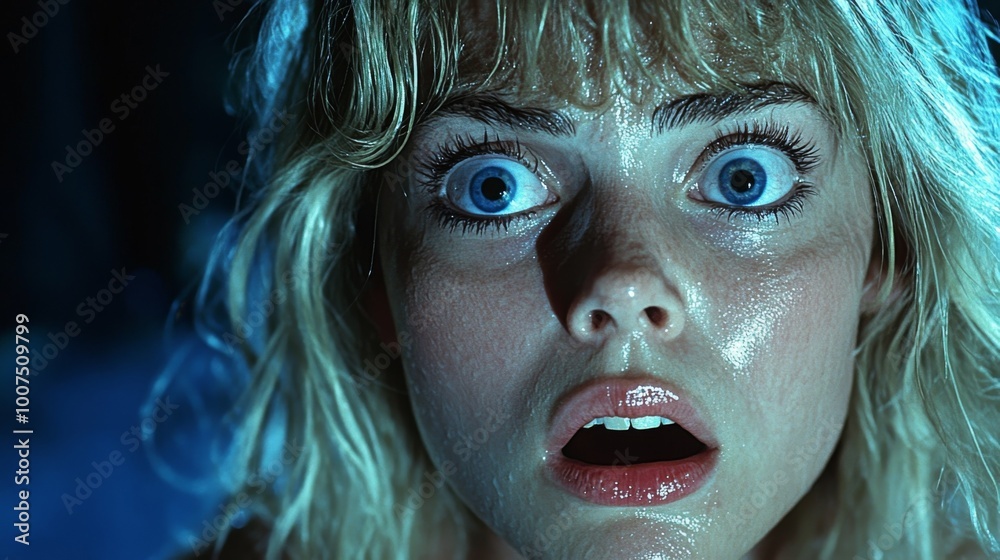 Photo Vintage 1980s Horror Scream Queen - Dramatic Close-Up Expressions ...