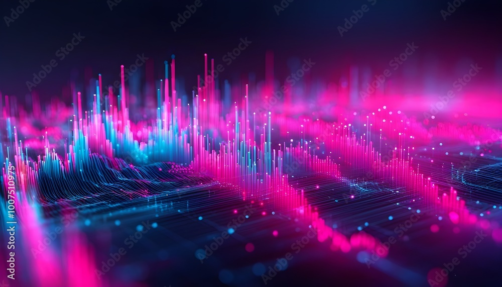 Dynamic Abstract Visualization Of Data Flowing Through A Network With Undulating Waves And