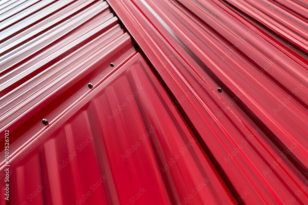 Red corrugated sheet metal. Roof texture background. Steel wall pattern ...