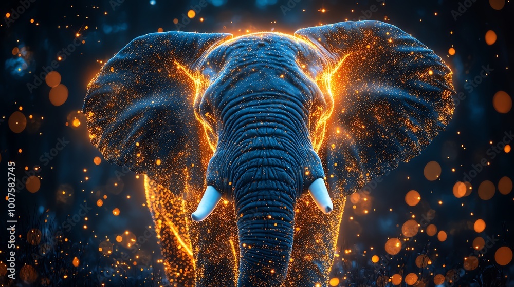 Elephant brain with neurons lit up in emotional areas, Elephant ...