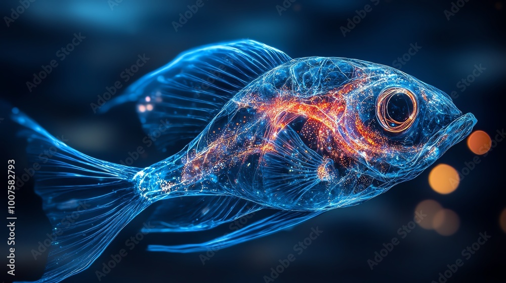 Fish brain with highlighted areas for aquatic navigation, Fish Brain ...