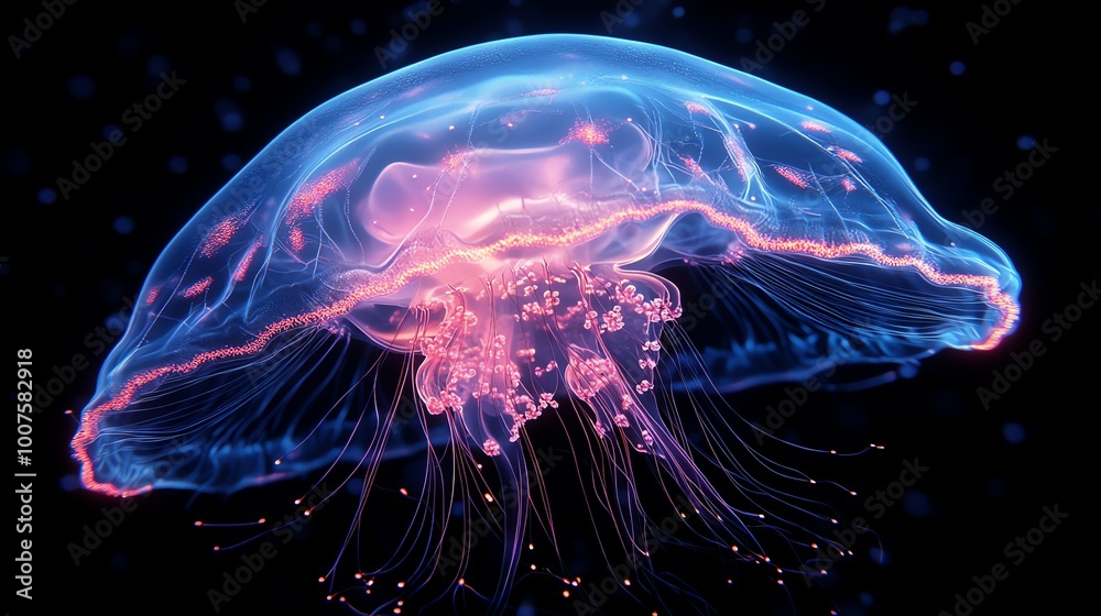 Jellyfish brain in a glowing translucent style, Jellyfish Primitive ...