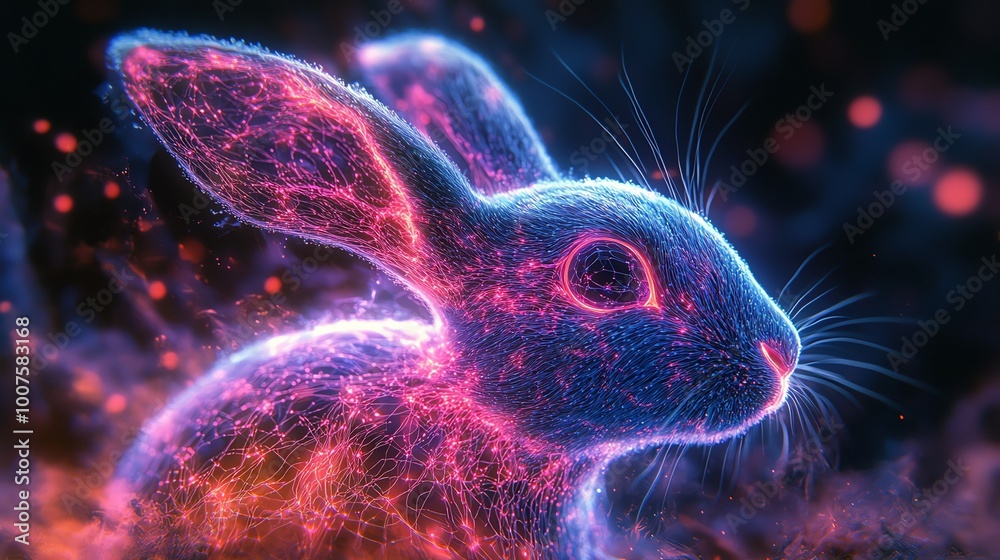 Neural pathways of a rabbit s brain glowing with fear response, Prey ...