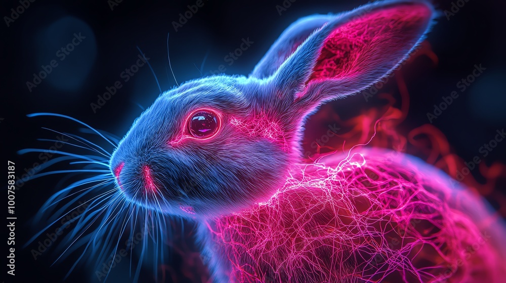 Neural pathways of a rabbit s brain glowing with fear response, Prey ...