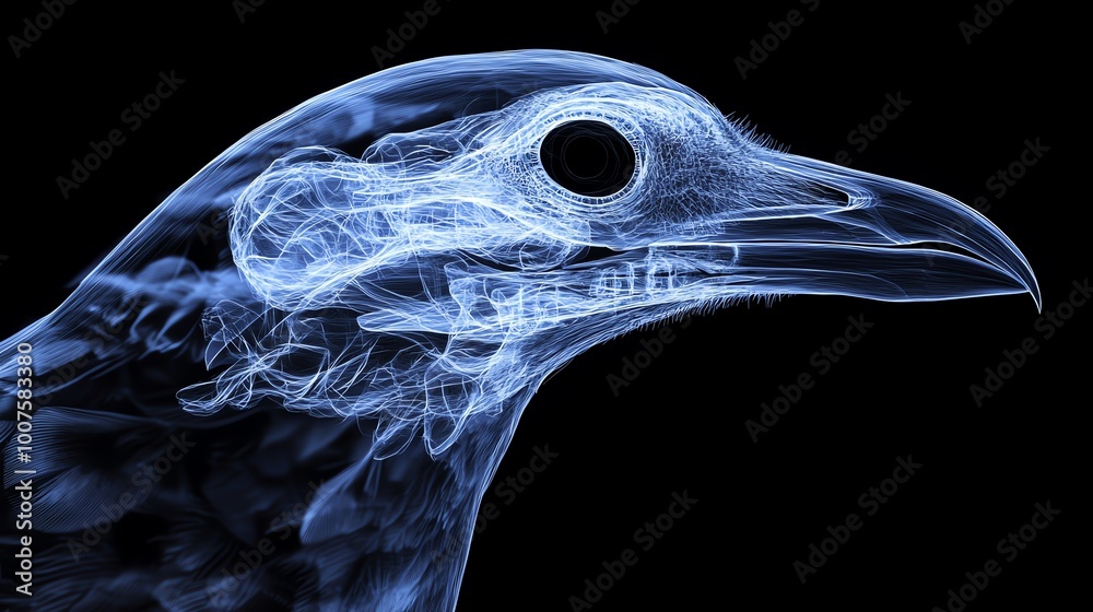 Xray view of a bird s brain with highlighted areas for navigation ...