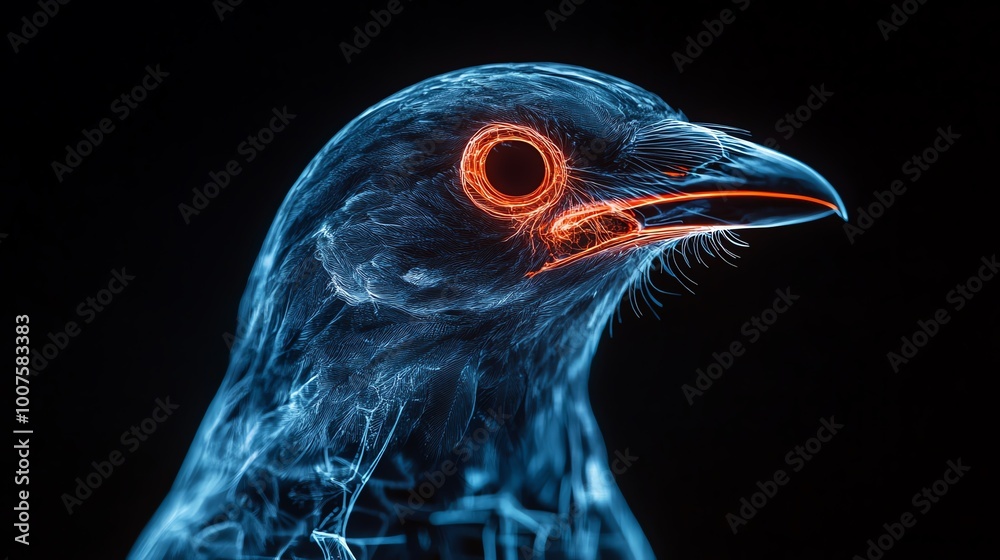 Xray view of a bird s brain with highlighted areas for navigation ...